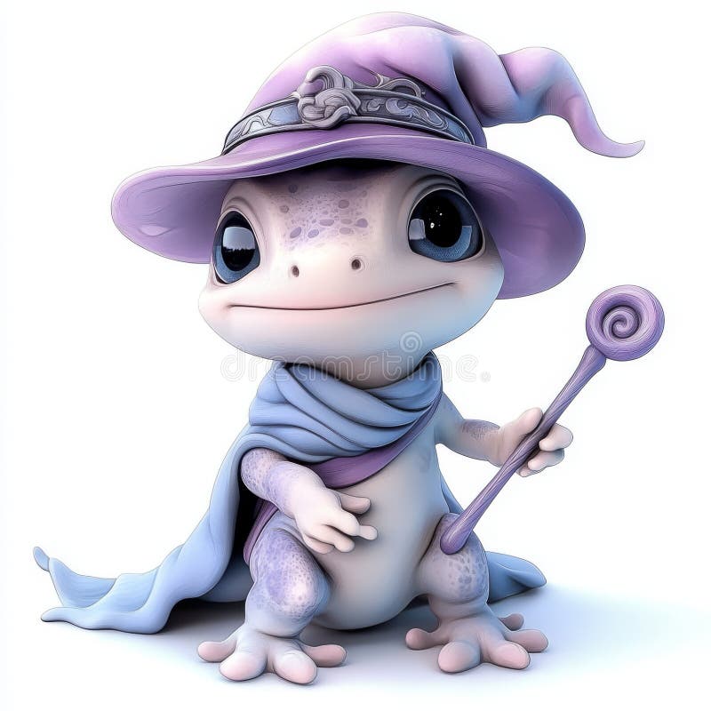 In a Pastel Wizard Hat, a Whimsical Gecko Experiences a Magical Night ...