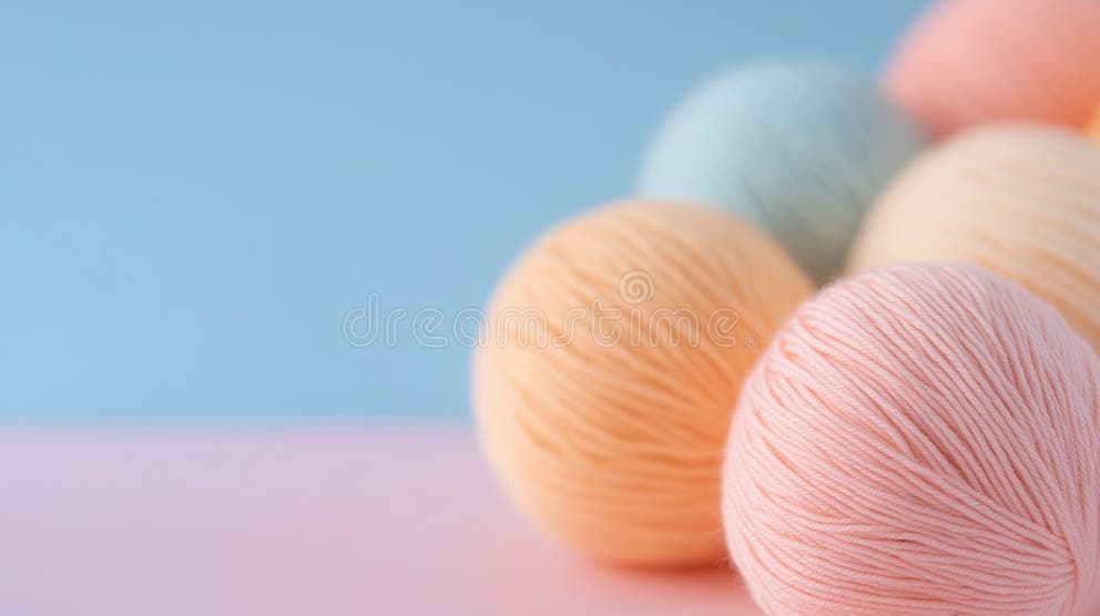 Pastel Yarn Balls on a Soft Gradient Background Stock Photo - Image of ...