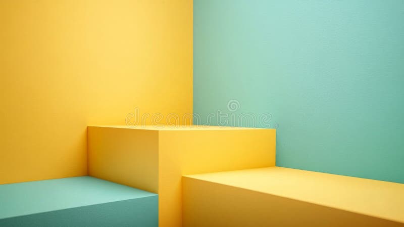 Pastel Yellow and Green Cube Product Display Stock Illustration ...