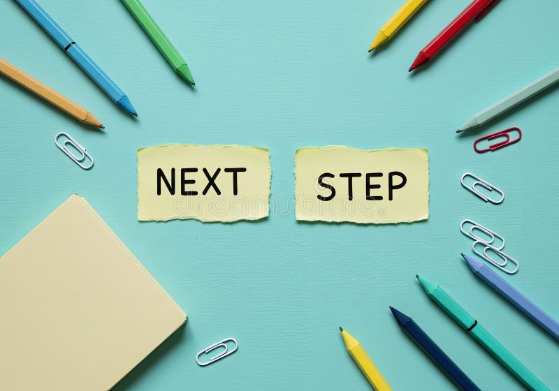 Pastel Yellow Paper with NEXT and STEP for Calm Growth Stock ...