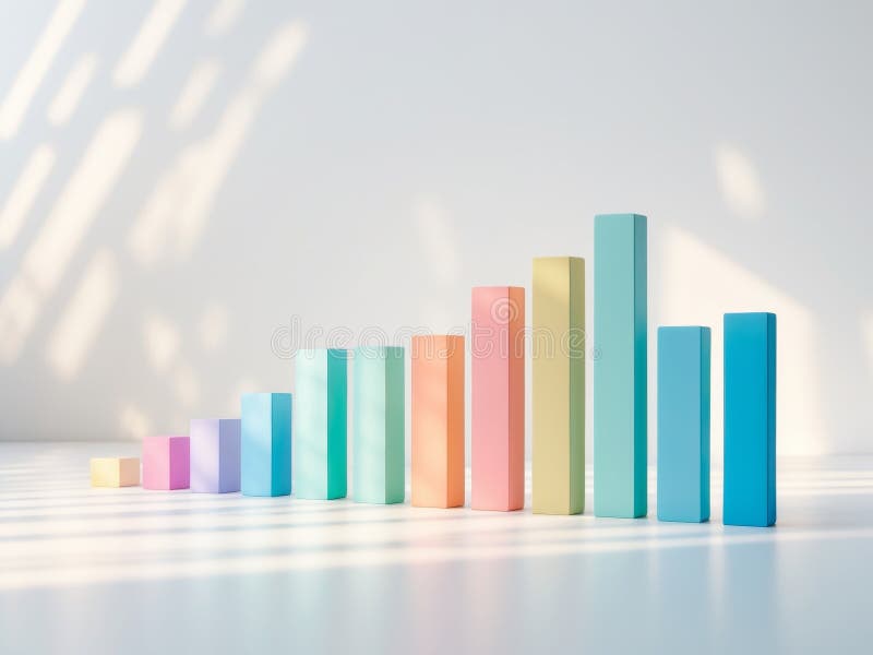 PastelColored Bar Graph Displaying Growth, Trend, or Success, with ...