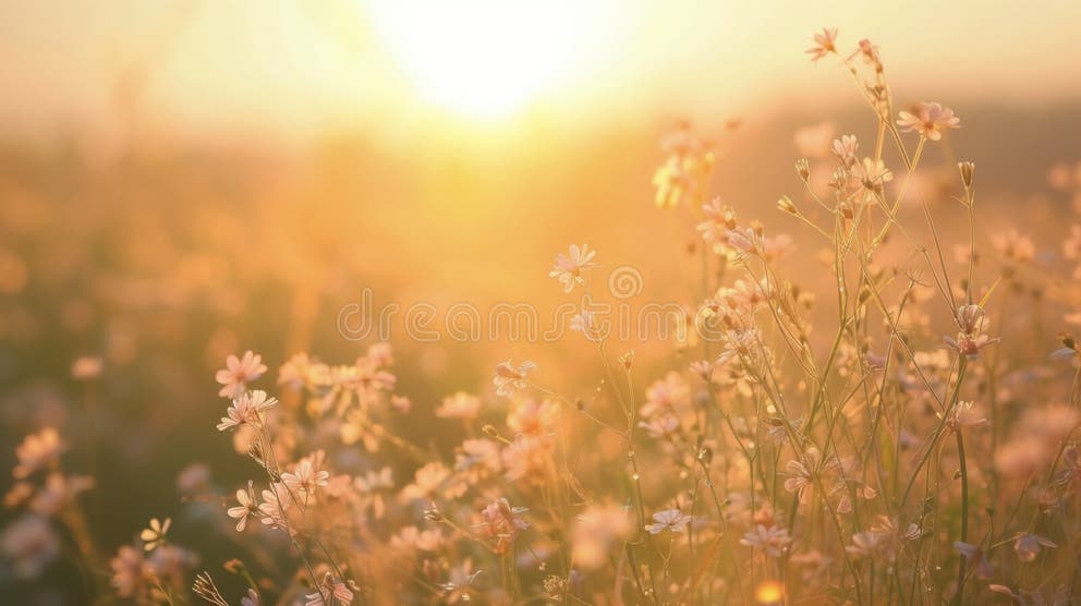 Pastelcolored Fields at Sunrise with the Soft Backlight of the Sun ...