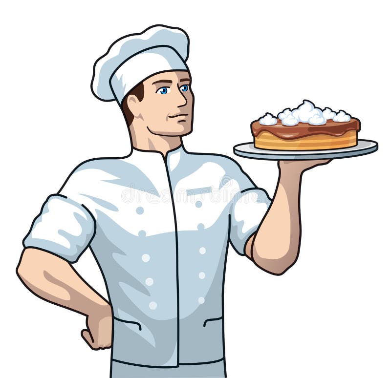 Pasteleiro com bolo ilustração do vetor. Ilustração de bolo - 75008664