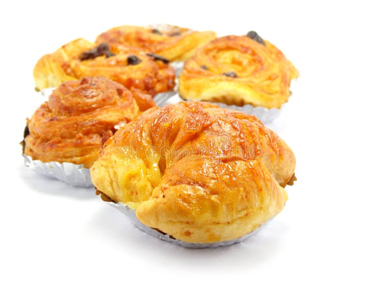 Pasteles Daneses Dulces Del Bollo De Leche De La Pasa Foto de archivo ...
