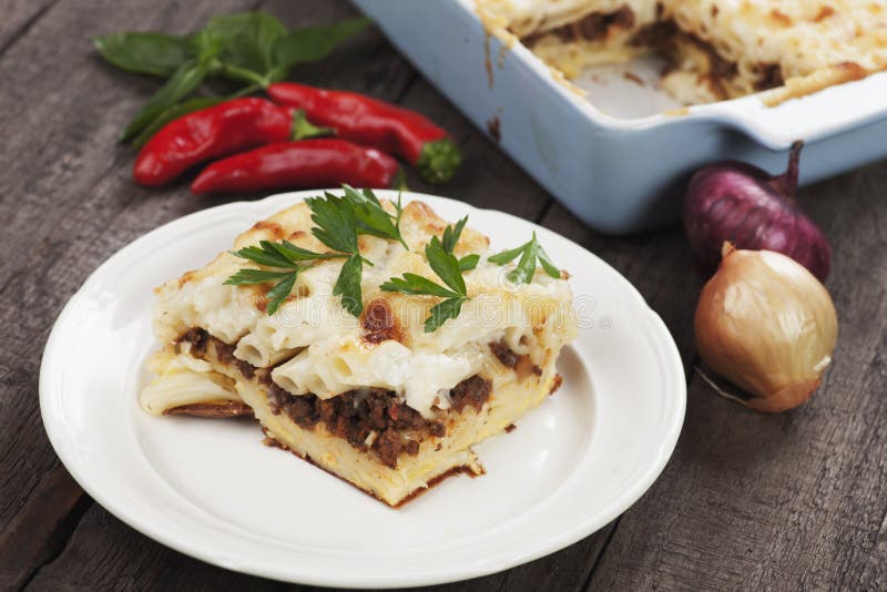 Pasticcio with Ground Beef and Bechamel Sauce Stock Photo - Image of ...