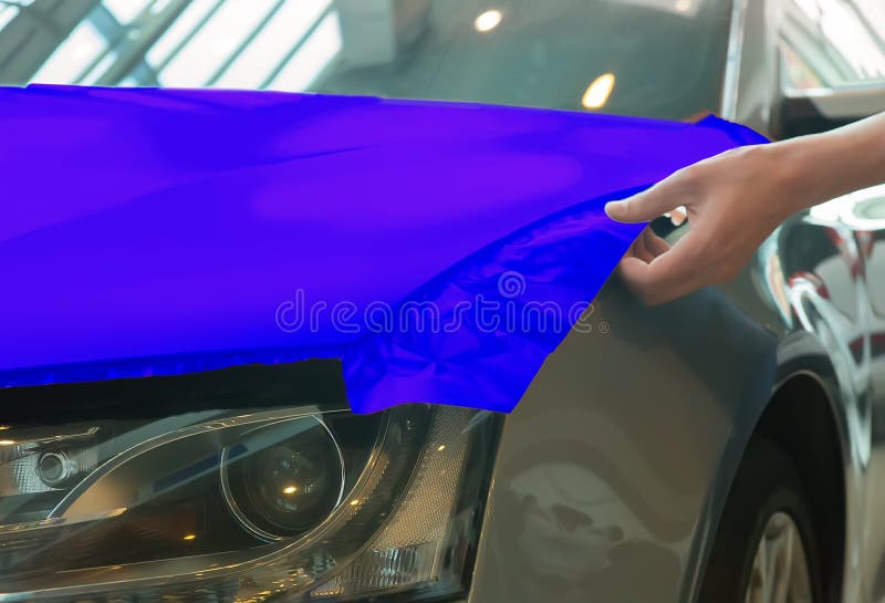 Pasting of Car Carbonic Plastic Stock Photo - Image of side, foil ...