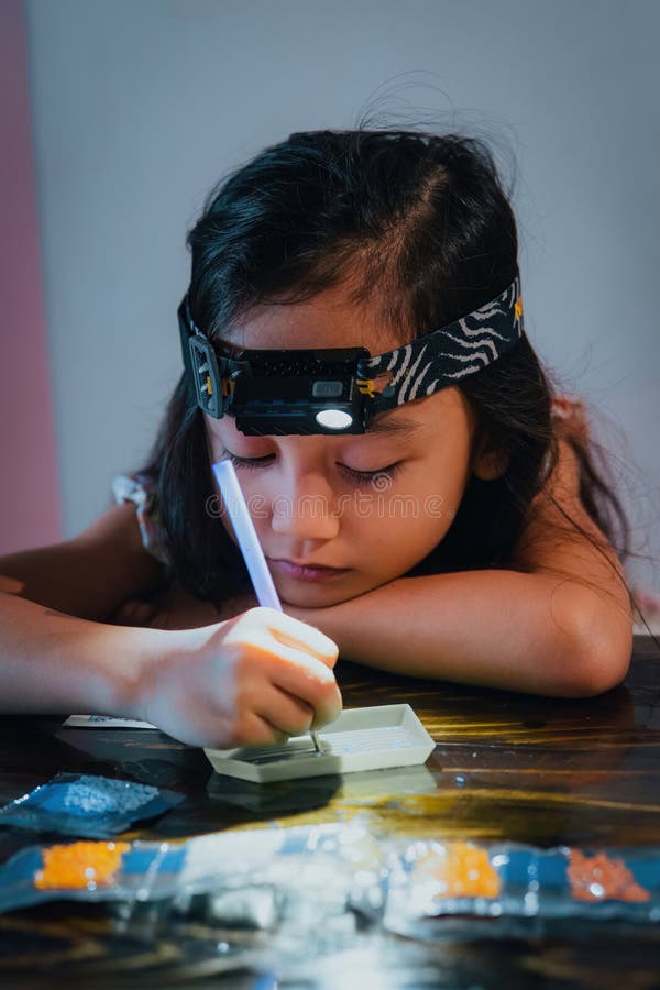 Pasting Gemstones, a Little Girl is Making Artwork with Her Own Hands ...
