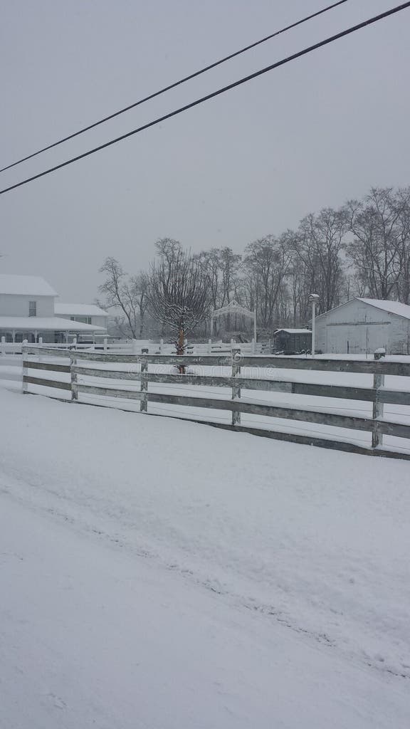 Pasto de la granja Nevado foto de archivo. Imagen de condado - 49685192