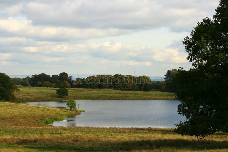 Pastoral Landscape with Lake Stock Image - Image of scenery ...
