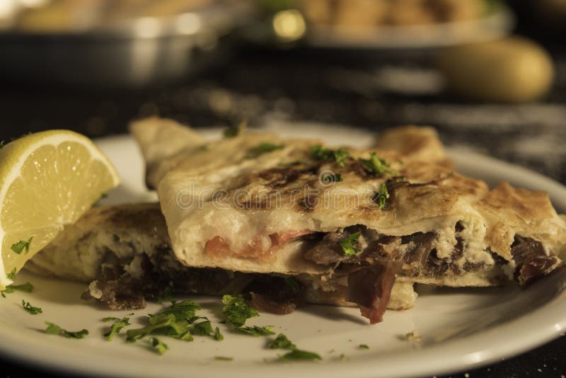 Pastourmas pie stock photo. Image of culture, east, cholesterol - 85438986