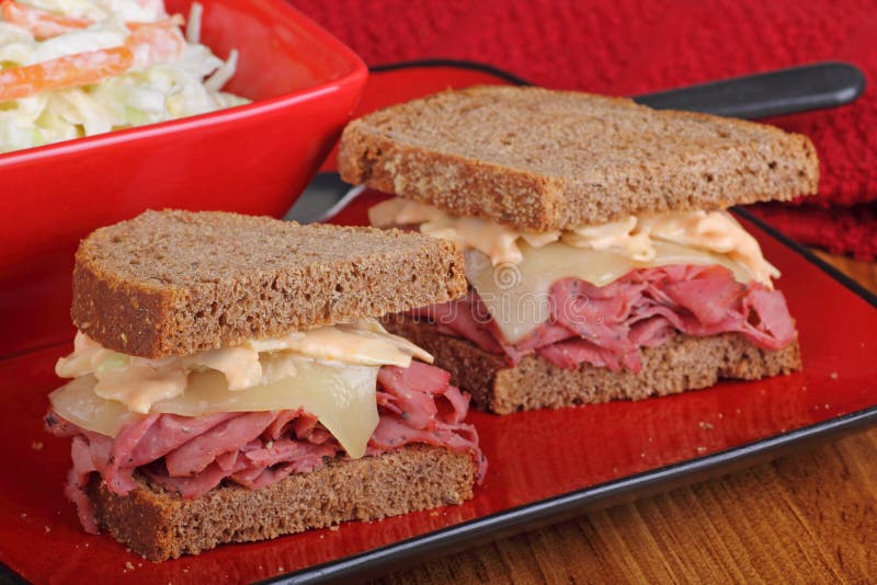Pastrami Sandwich Rye Bread Stock Photo - Image of smoked, food: 8278488