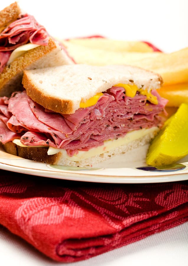 Pastrami on Rye stock image. Image of thick, fries, mustard - 10362677