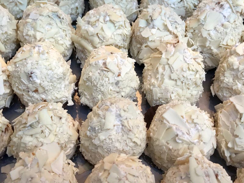 Pastries Covered with White Chocolate Flake Stock Photo - Image of ...