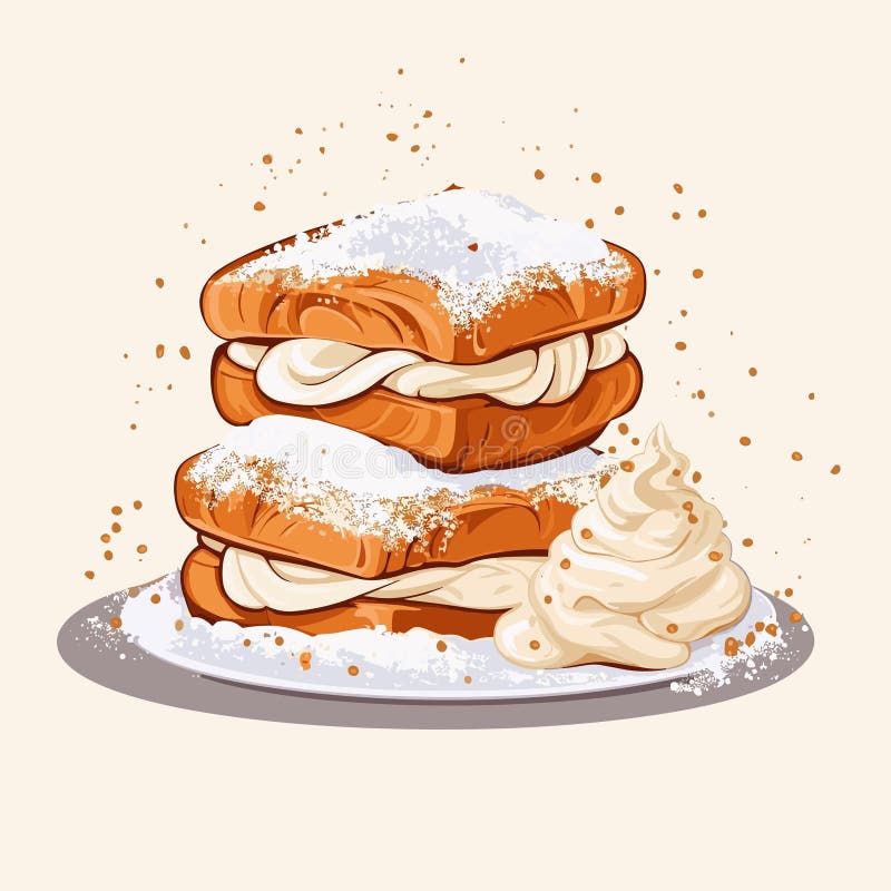 Pastries with Powdered Sugar Vector Flat Isolated Illustration Stock ...