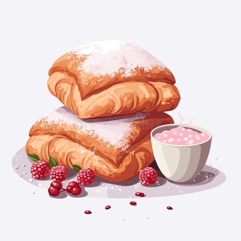 Pastries with Powdered Sugar Vector Flat Isolated Illustration Stock ...