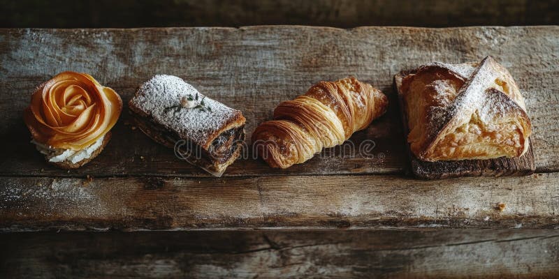 Pastries on wooden table stock photo. Image of culinary - 375271734