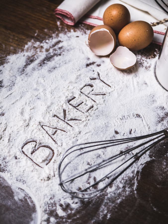 Pastry Baking Accessories Bakery Background with Bakery Text Writing on ...