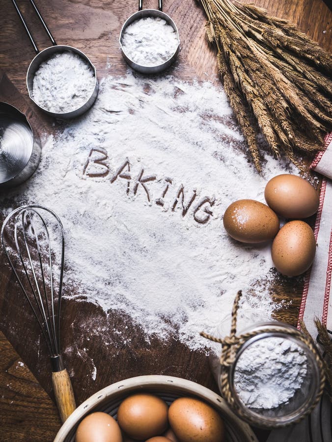 Pastry Baking Accessories Bakery Background with Baking Text Wri Stock ...