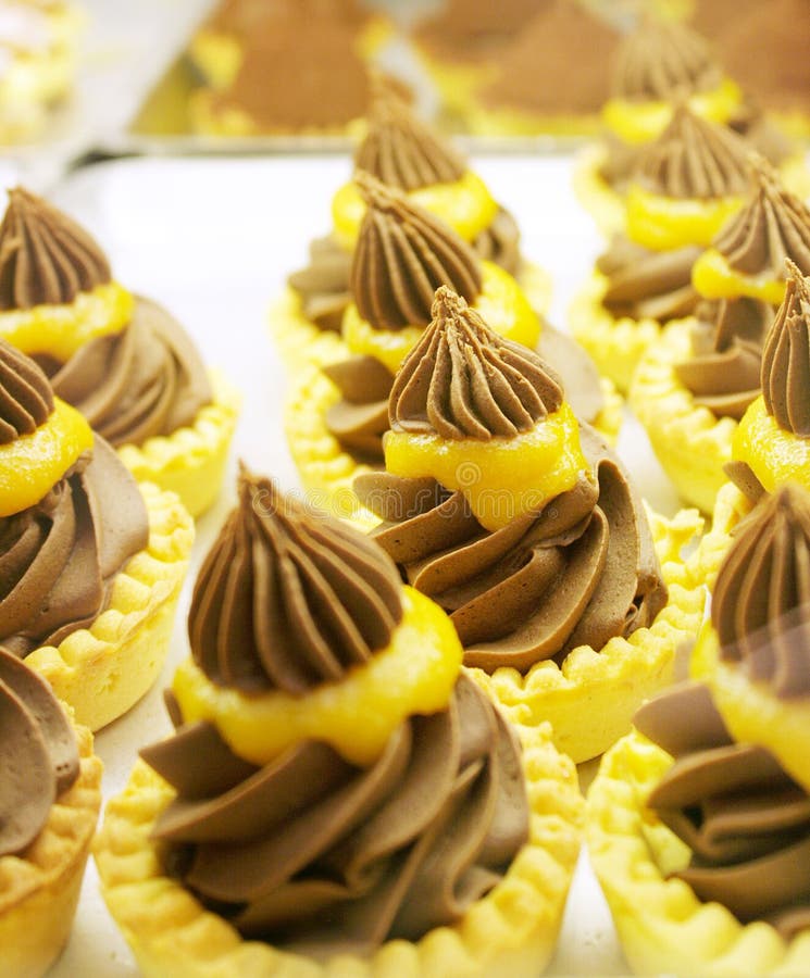 Pastry Baskets with Cream and Chocolate Stock Image - Image of ...