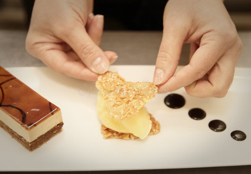 Chef As Patissier Cooking in Restaurant Dessert Stock Image - Image of ...