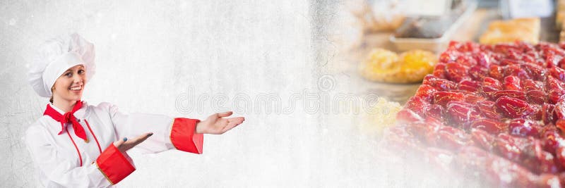 Pastry Chef with Desert Pudding Background Stock Photo - Image of ...