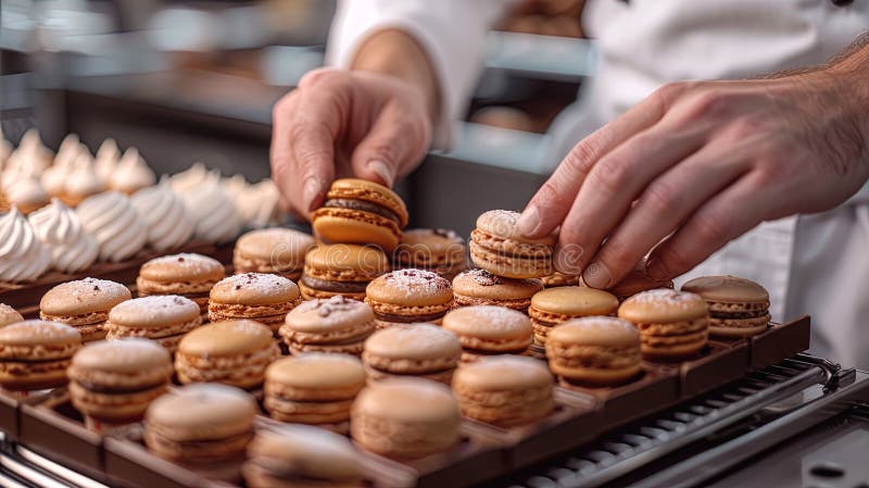 A Pastry Chef is Making a Batch of Macarons Stock Image - Image of ...