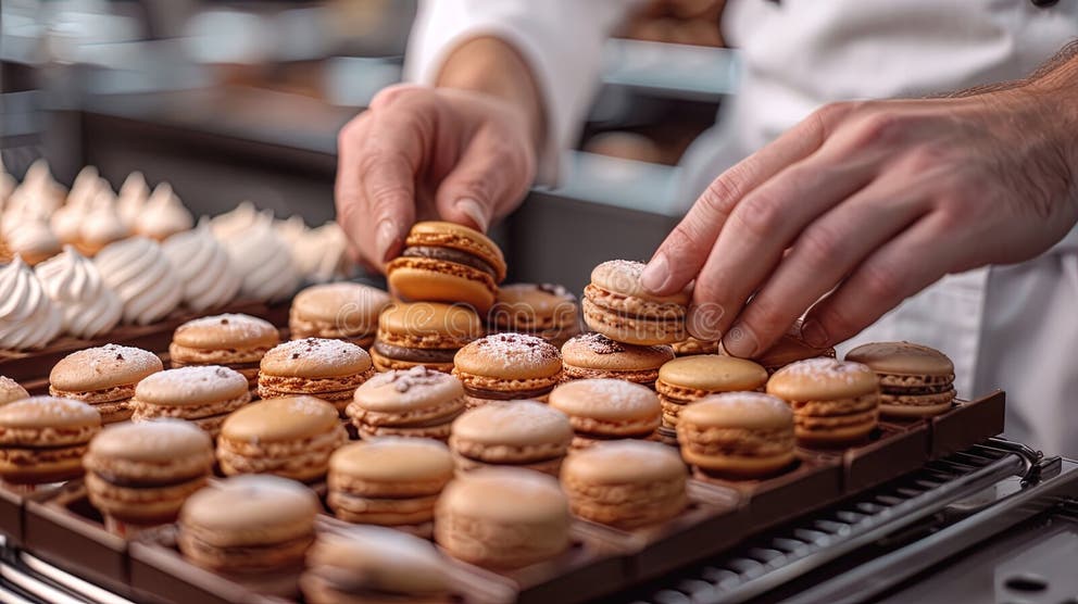 A Pastry Chef is Making a Batch of Macarons Stock Image - Image of ...