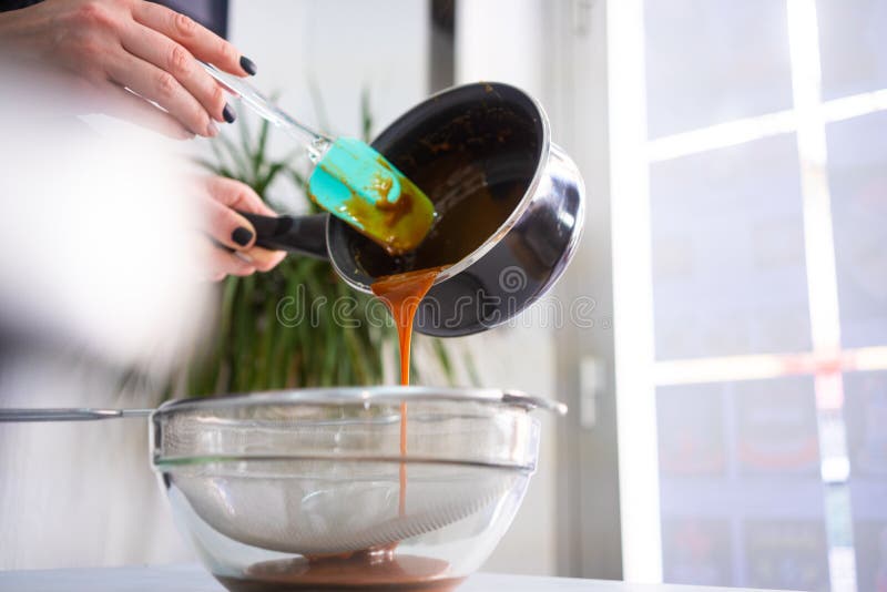 Pastry Chef Making a Beautiful and Delicious Cake. Stock Photo - Image ...