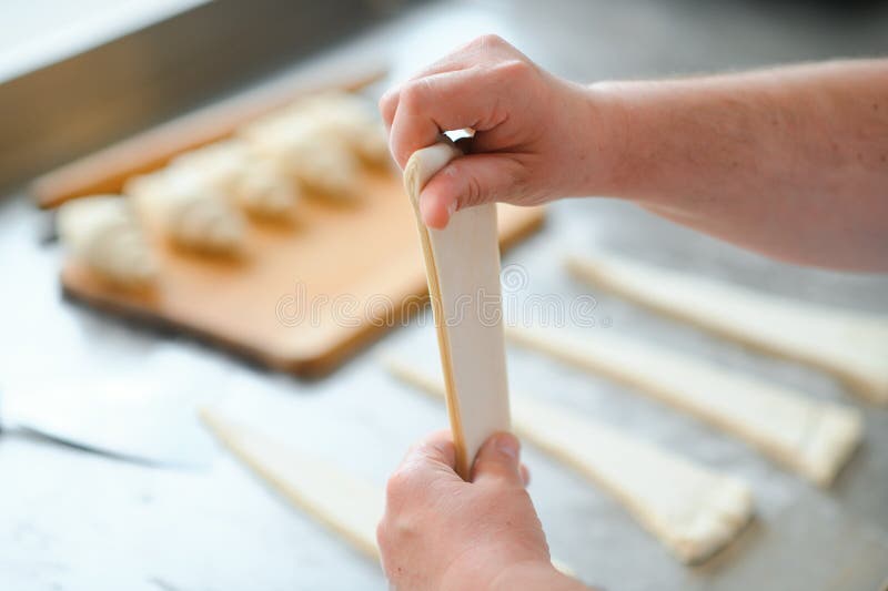 Pastry Chef Making Some Croissant in the Bakery Stock Image - Image of ...