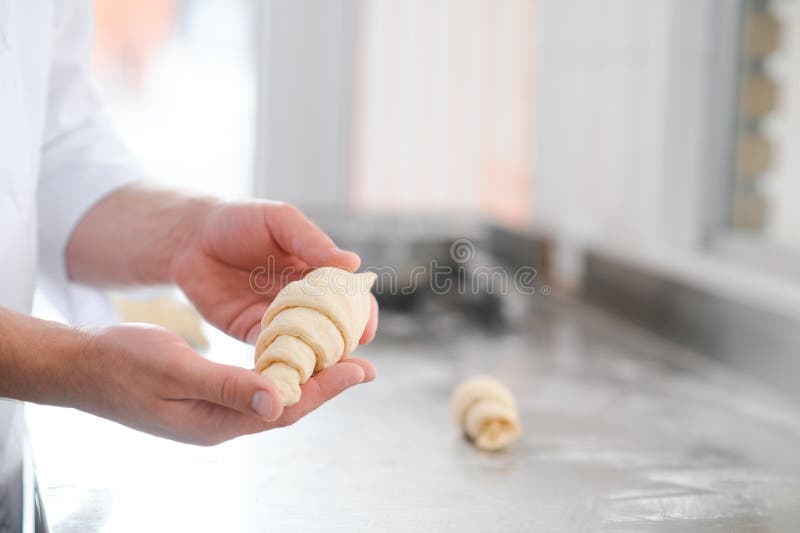 Pastry Chef Making Some Croissant in the Bakery Stock Image - Image of ...