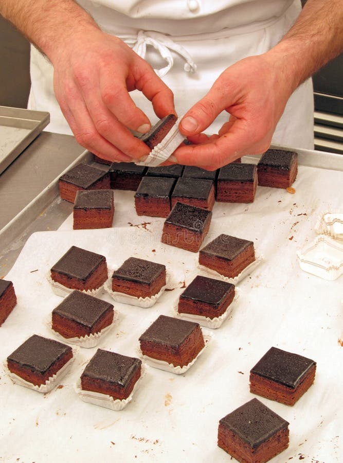 Pastry Chef Preparing Chocolate Sweets Stock Photo - Image of ...