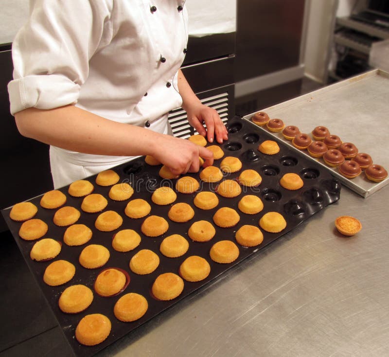 Pastry Chef Preparing Sweets Using Silicone Mold. Stock Image - Image ...