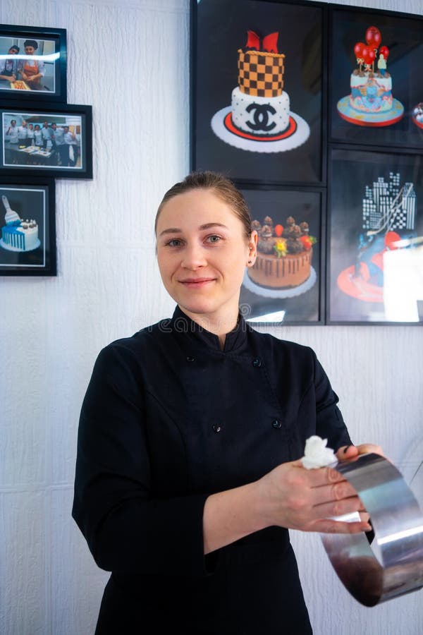 Pastry Chef in Uniform, Smiling and Posing for the Camera. Stock Image ...