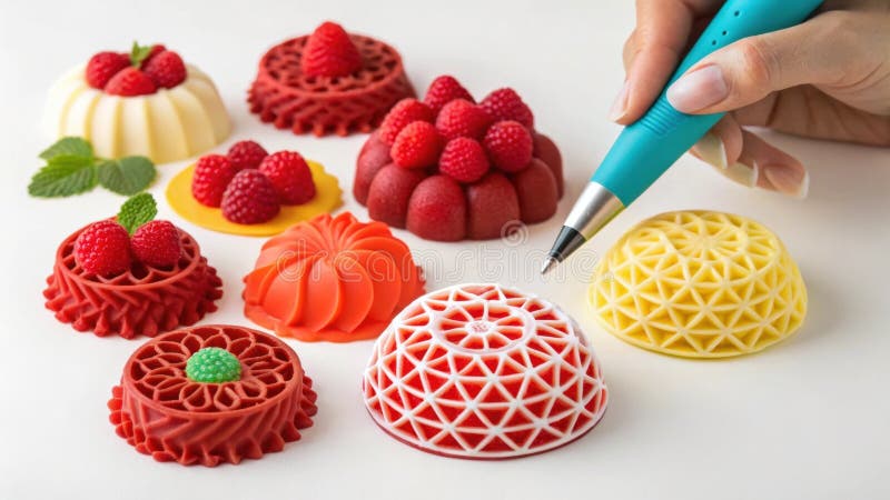 Pastry Chef Using 3d Printing Pen Creating Modern Desserts Stock ...