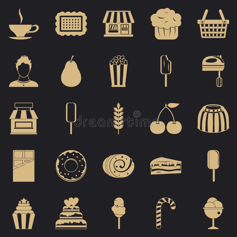 Pastry Cook Icons Set, Simple Style Stock Vector - Illustration of fast ...