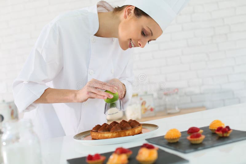 Pastry Cook Preparing a Cake Stock Image - Image of confectioner ...