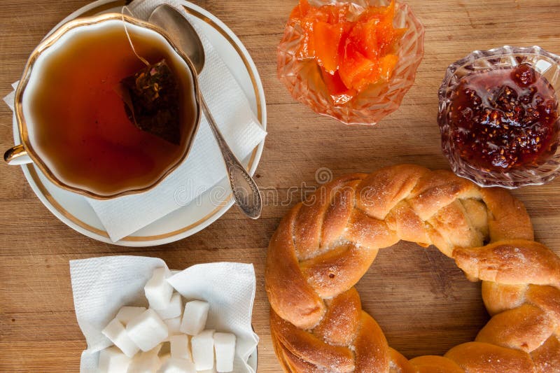 Pastry with cup of tea stock image. Image of pastry - 110622151