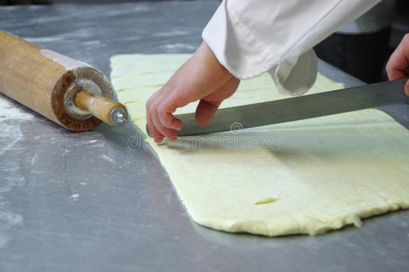 Pastry Cutting and Preparing Stock Photo - Image of cutting, roller ...