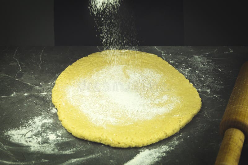 Pastry Dough Rolled Out on the Table Stock Photo - Image of cook ...