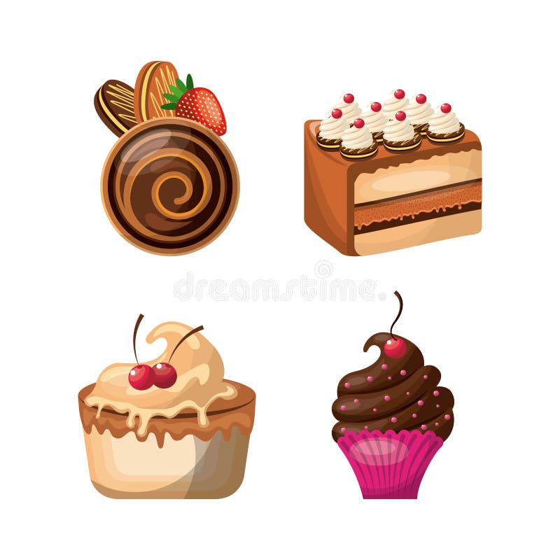 Pastry Icon Set. Dessert Design. Vector Graphic. Stock Illustration ...