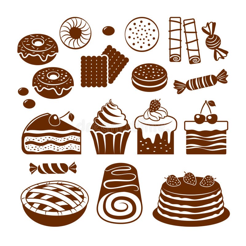 Pastry icon set. stock vector. Illustration of muffin - 41442877