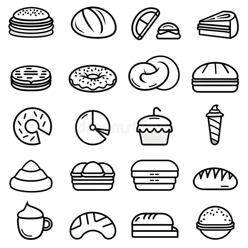 Pastry Icon Set Vector Illustration with Cut Out Icons Stock ...