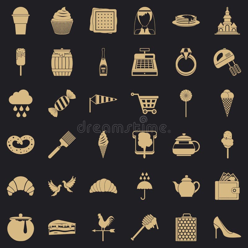 Pastry Icons Set, Simple Style Stock Vector - Illustration of cake ...