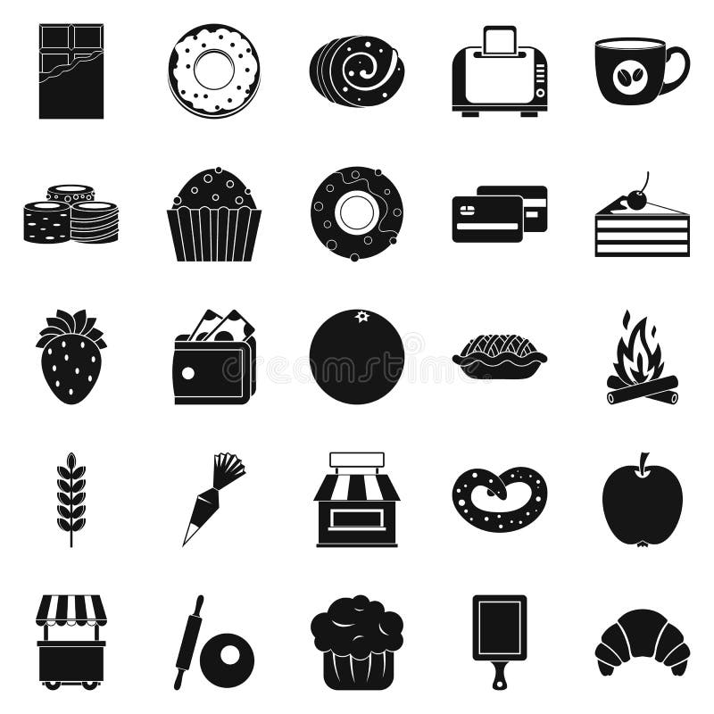 Pastry Icons Set, Simple Style Stock Vector - Illustration of pretzel ...