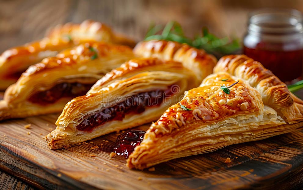 Pastry with Jam and a Jar of Jam Stock Image - Image of rosemary ...