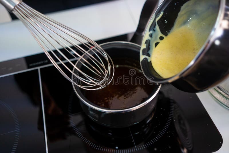 Pastry Maker Making Chocolate for Making the Cake. Stock Image - Image ...