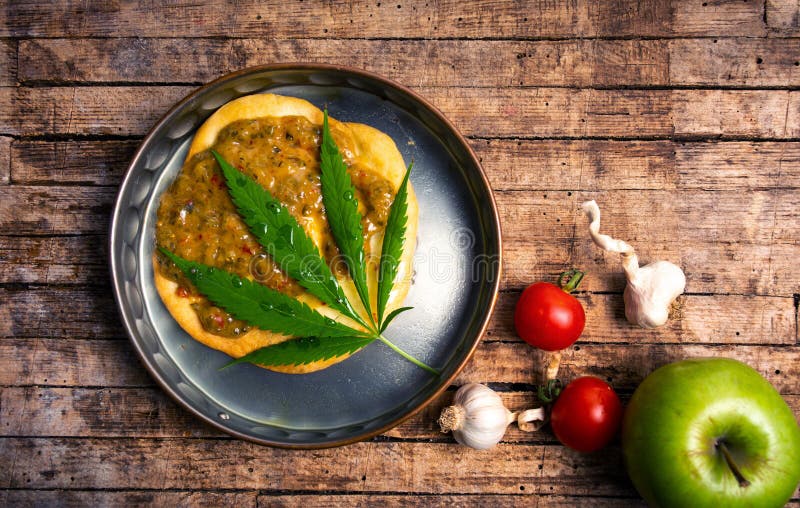 Pastry with Marijuana Paste Topping on a Tray Stock Image - Image of ...