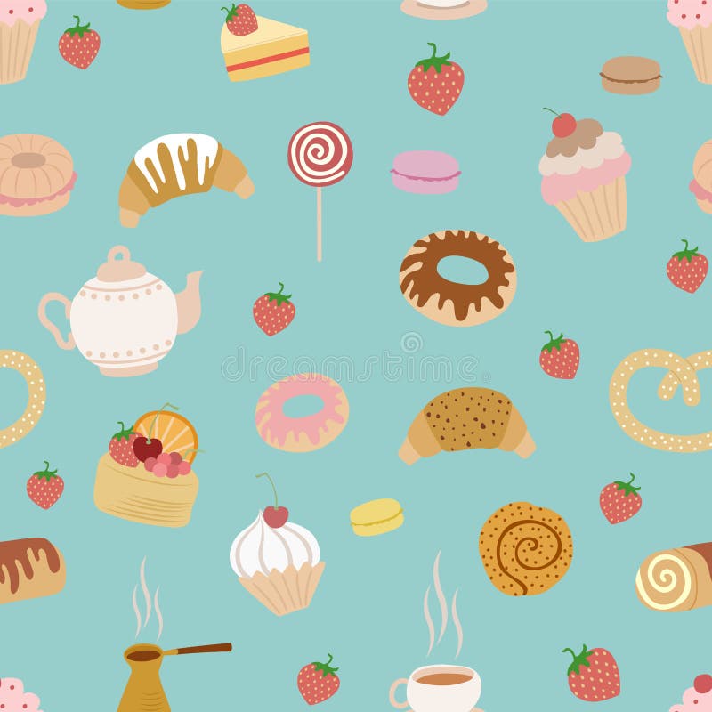 Pastry pattern stock vector. Illustration of berry, cafe - 25422703
