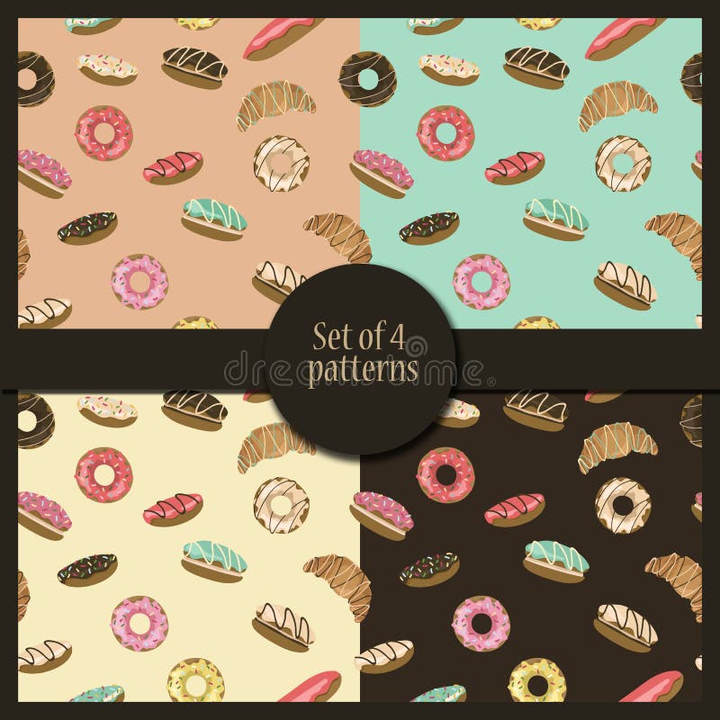 Pastry patterns set stock vector. Illustration of cookie - 50703801