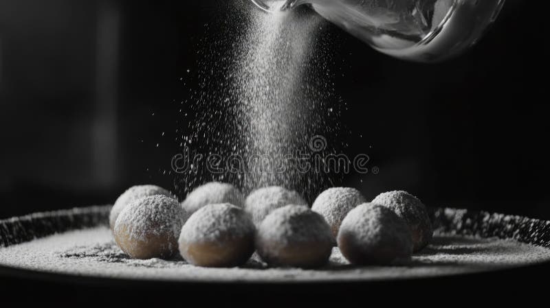 Pastry Preparation with Powdered Sugar and Baking Powder Stock Photo ...